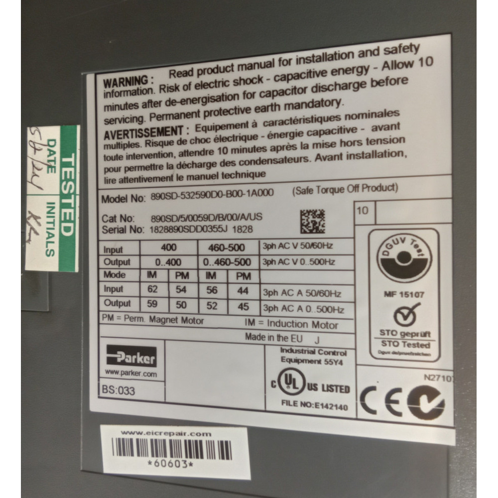 890SD/5/0059D/B/00/A/US Parker from AFI Systems